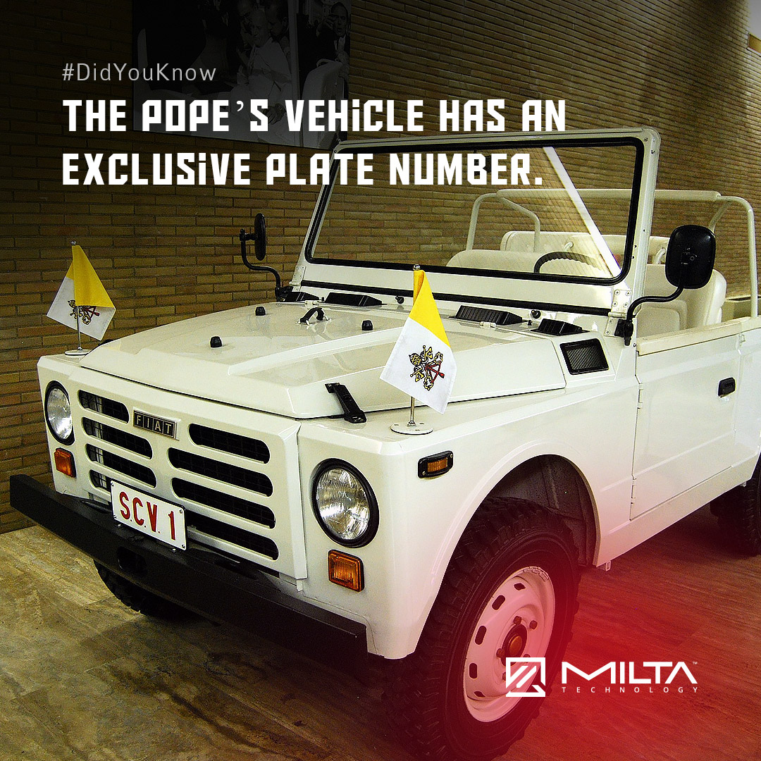 The Pope’s Vehicle has Exclusive Number Plate MILTA Technology